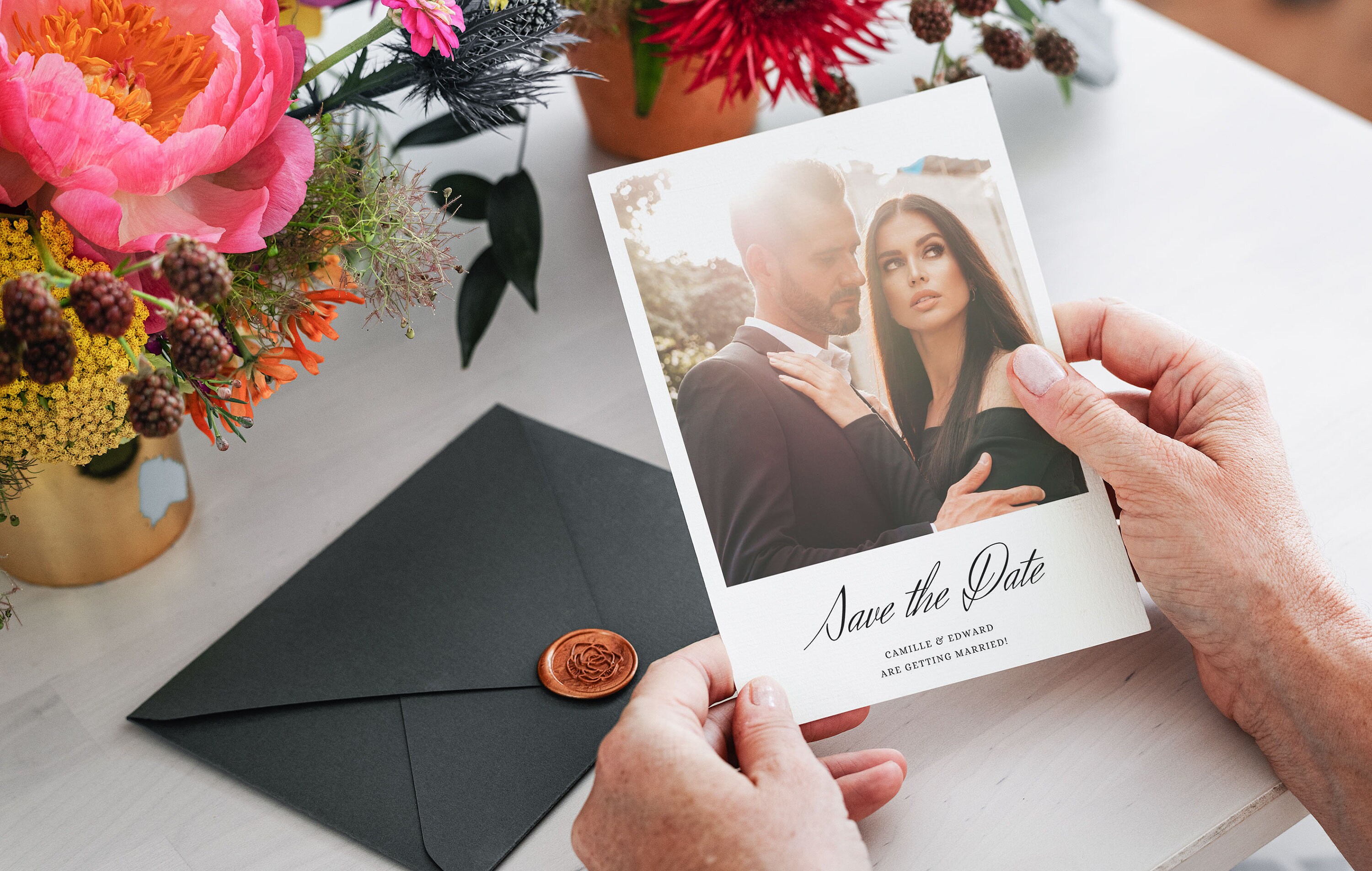 Classic Polaroid Wedding Invitation-calligraphy Invite-modern Save the ...