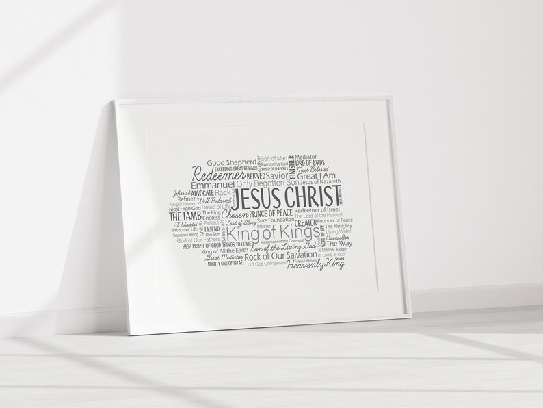 Names of Jesus Christ Word Cloud Physical Print Religious Wall Art ...
