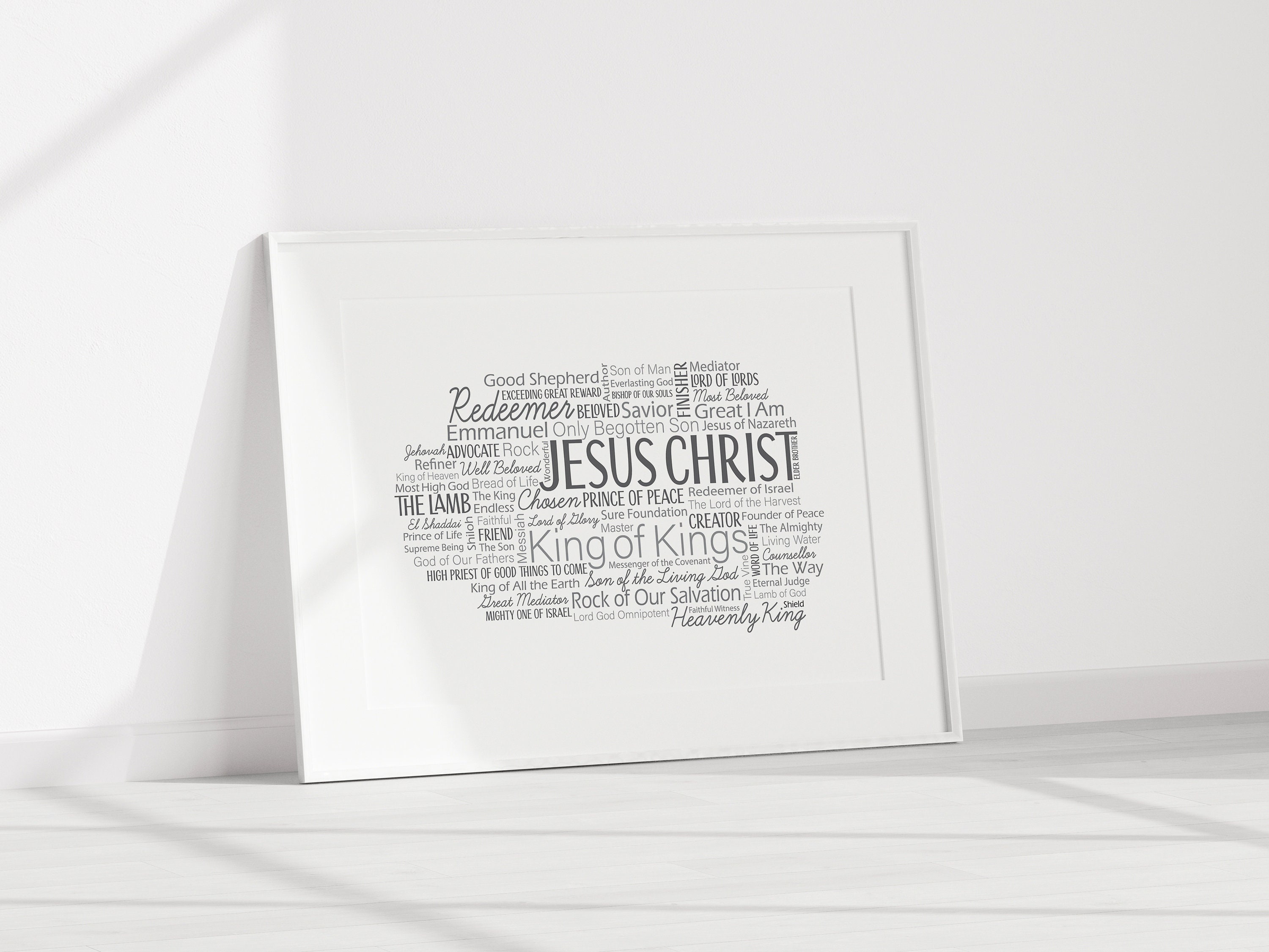 Religious Word Cloud Poster, Names of Jesus Christ Wall Art, Christian ...