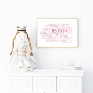 Names of Jesus Word Cloud Pink Christian Digital Wall Art Instant ...