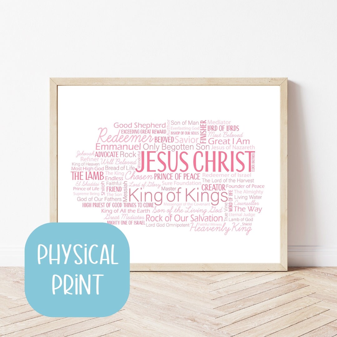 Names of Jesus Christ Word Cloud Physical Print Religious Wall Art ...