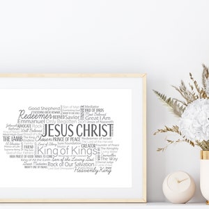 Names of Jesus Christ Word Cloud Christian Digital Wall Art Instant ...