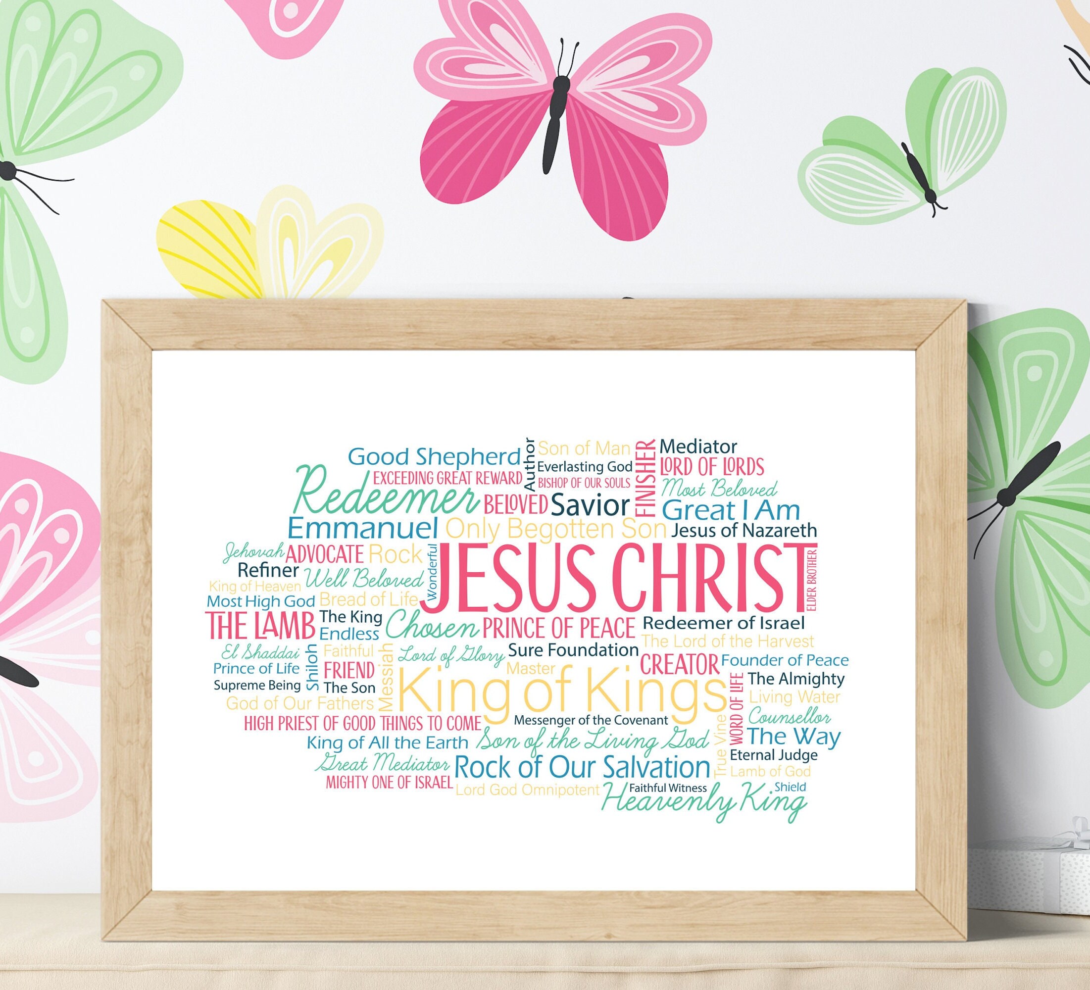 Names of Jesus Christ Word Cloud | Cheerful Christian Digital Wall Art ...