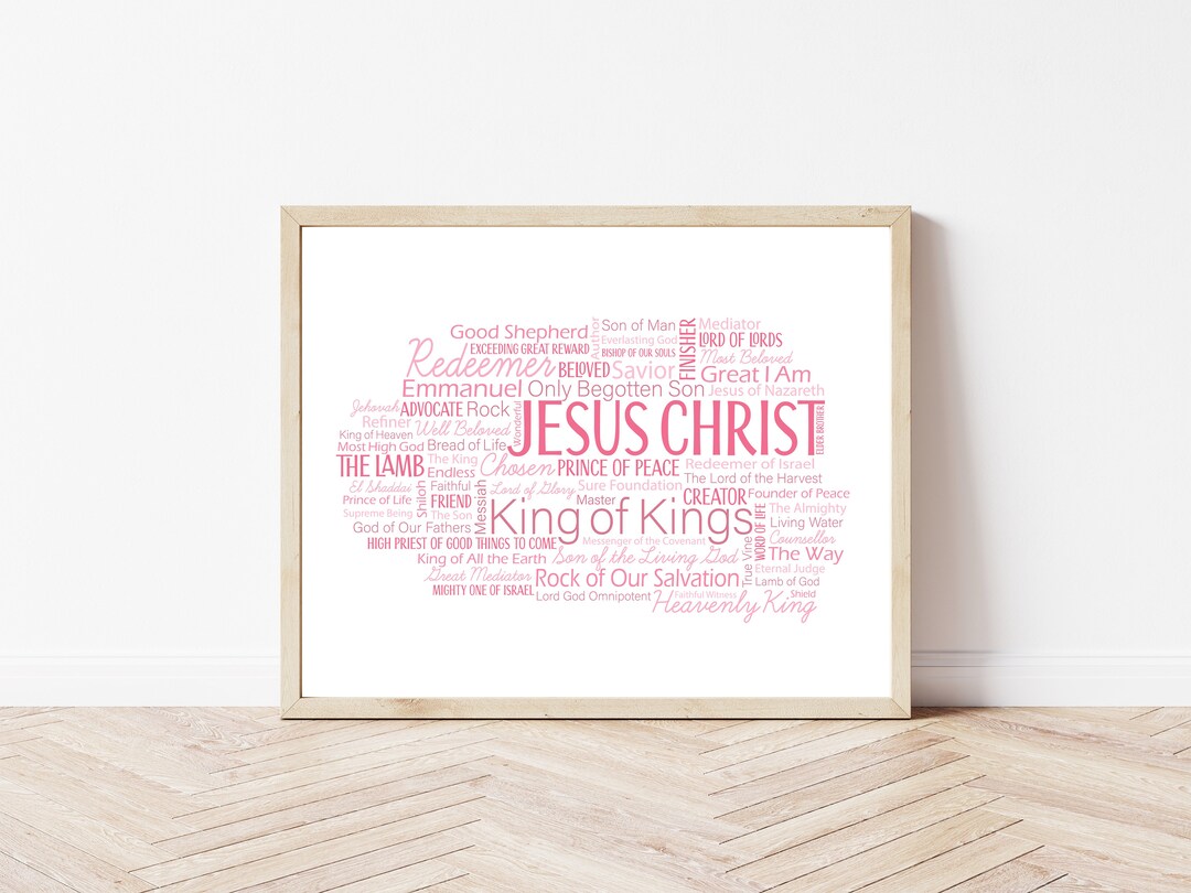 Names of Jesus Word Cloud Pink Christian Digital Wall Art - Etsy