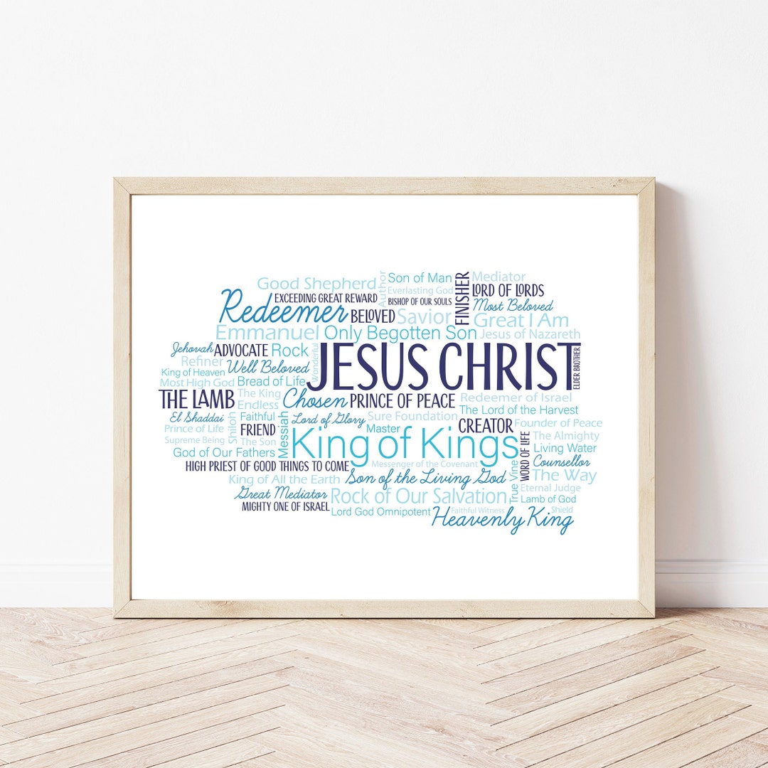 Names of Jesus Christ Word Cloud Shades of Blue | Christian Digital ...