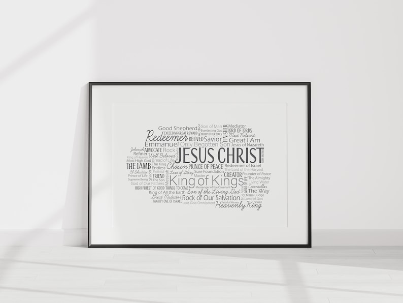 Names of Jesus Christ Word Cloud Physical Print Religious Wall Art ...
