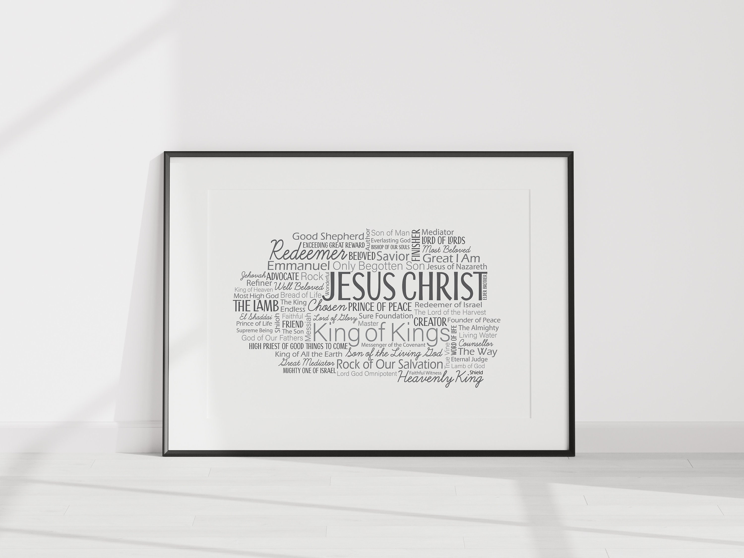 Religious Word Cloud Poster, Names of Jesus Christ Wall Art, Christian ...