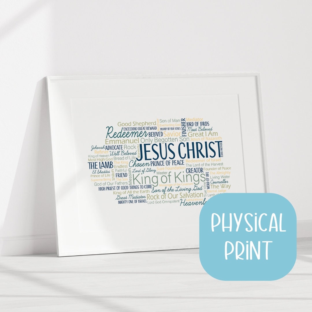 Names of Jesus Christ Word Cloud Physical Print | Religious Wall Art ...