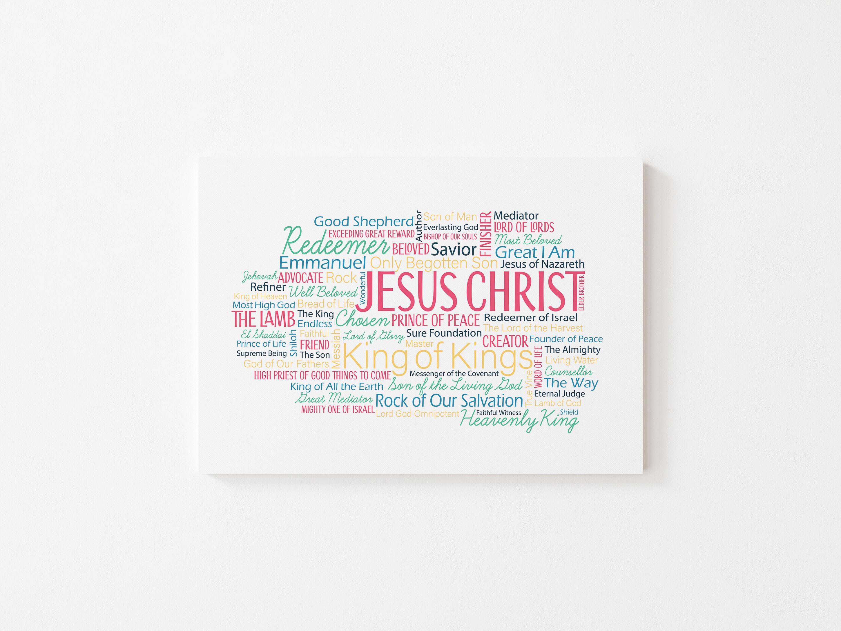 Names of Jesus Christ Word Cloud Cheerful Christian Digital Wall Art ...