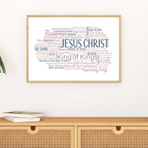 Names of Jesus Word Cloud Boho Christian Digital Wall Art Instant ...