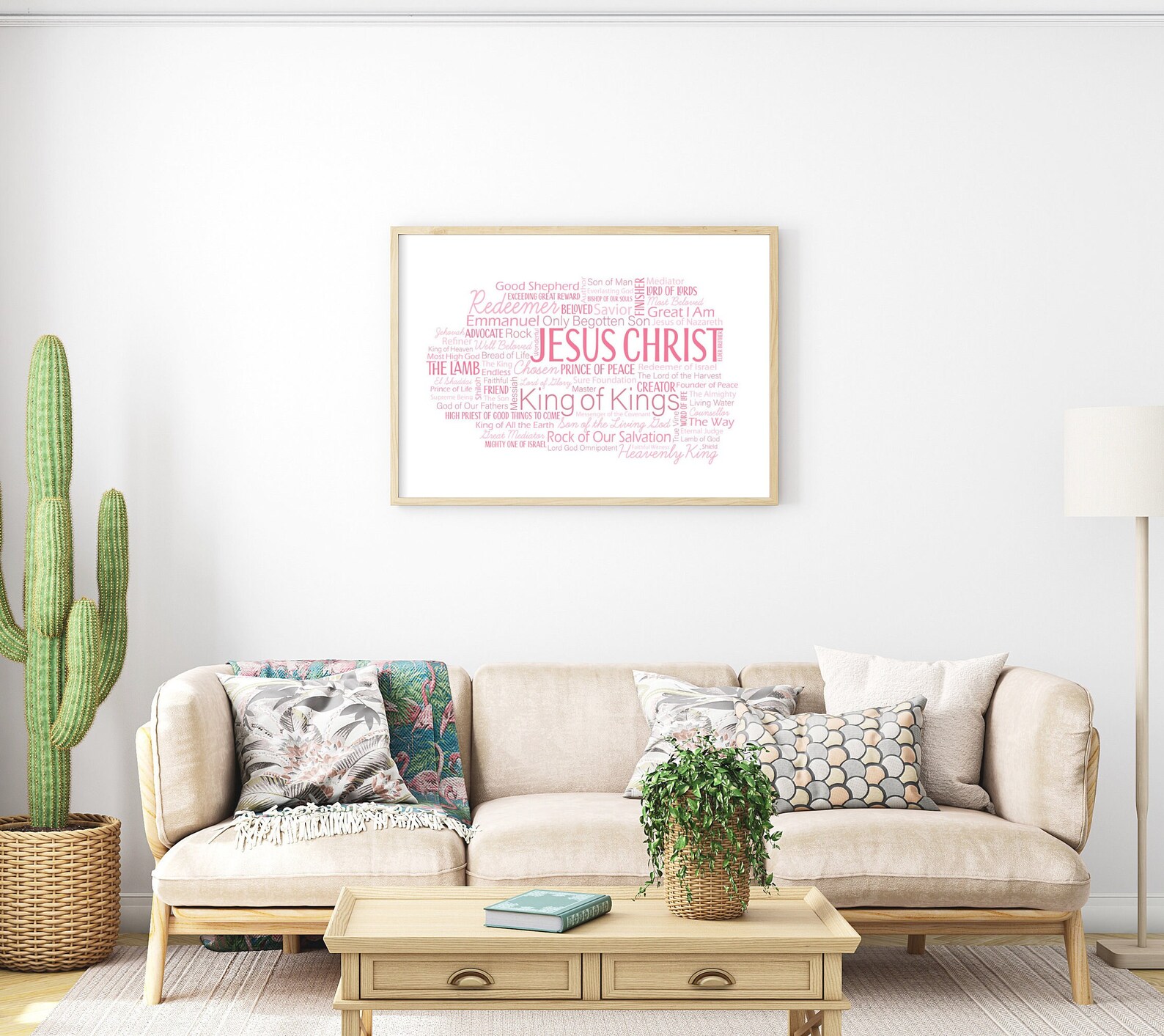 Names of Jesus Word Cloud Pink Christian Digital Wall Art Instant ...