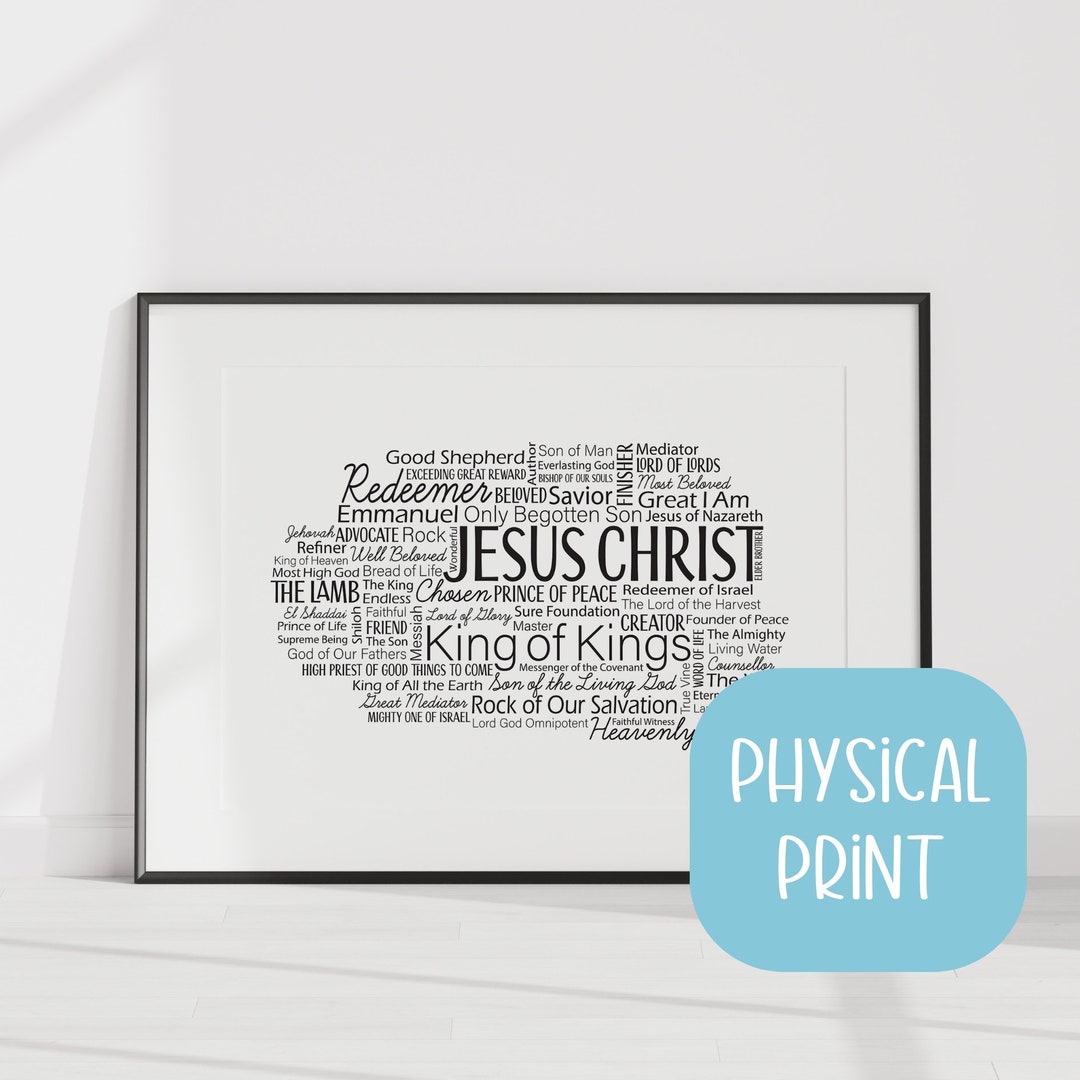Names of Jesus Christ Word Cloud Physical Print Religious Wall Art ...