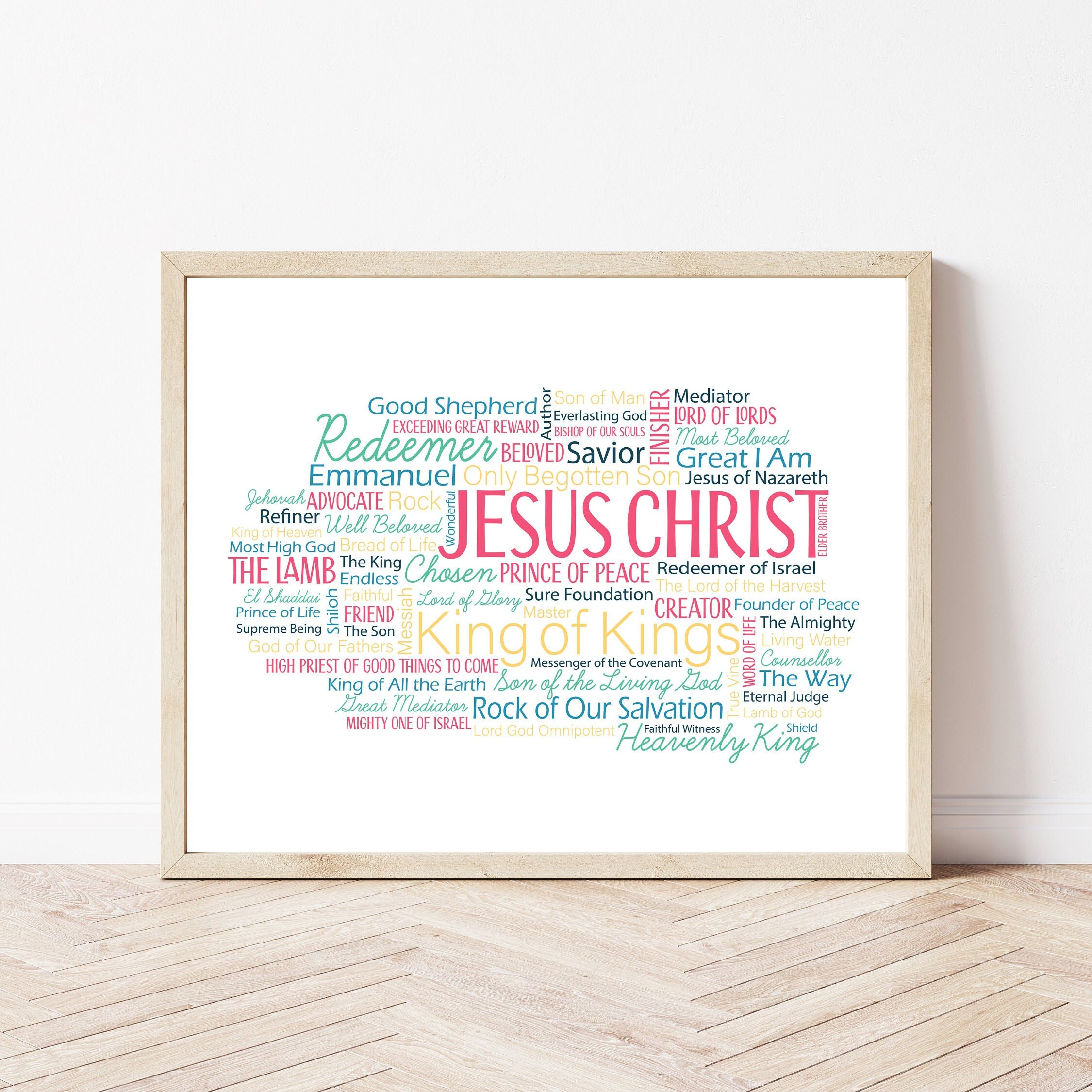 Names of Jesus Christ Word Cloud | Cheerful Christian Digital Wall Art ...