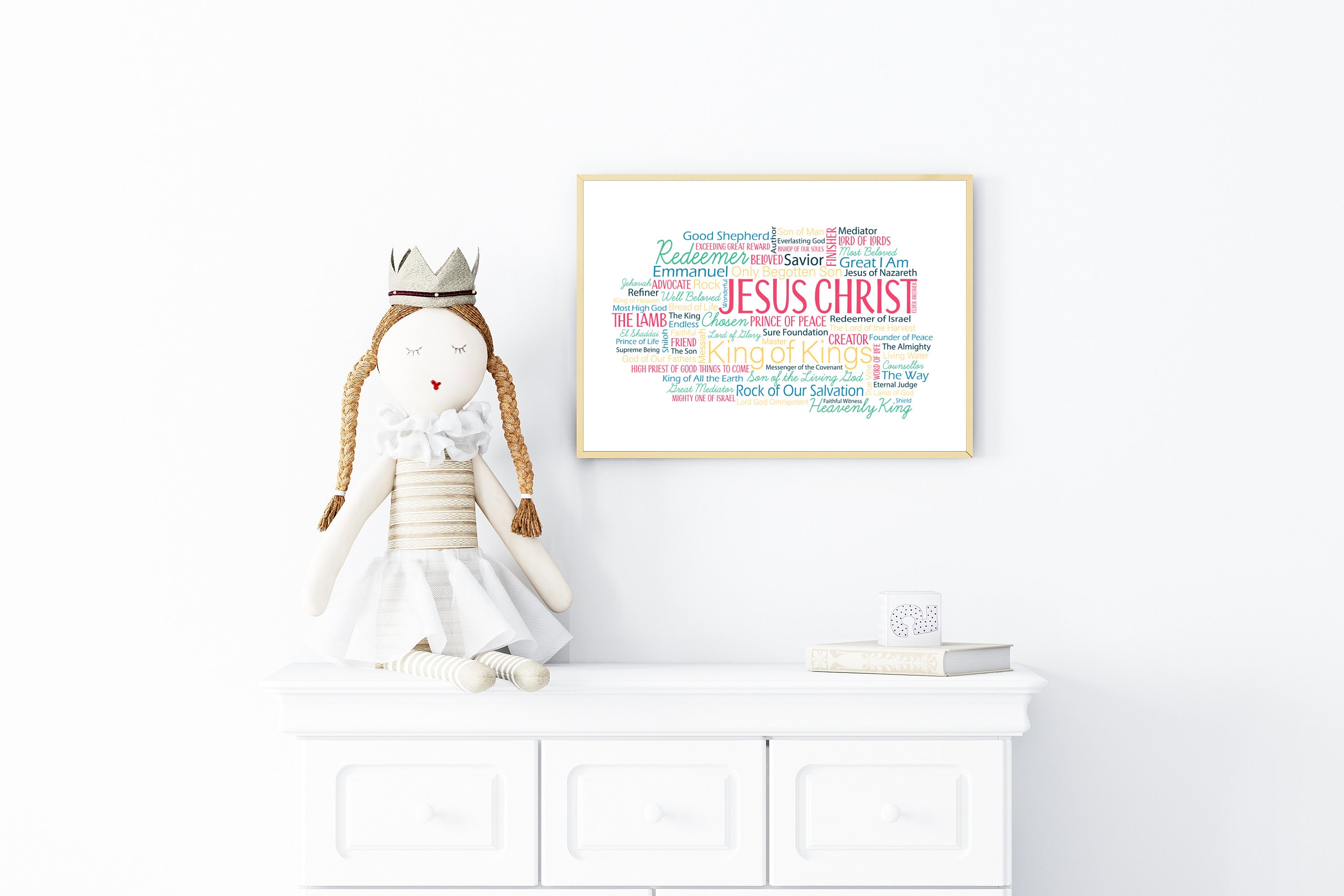 Names of Jesus Christ Word Cloud Cheerful Christian Digital Wall Art ...
