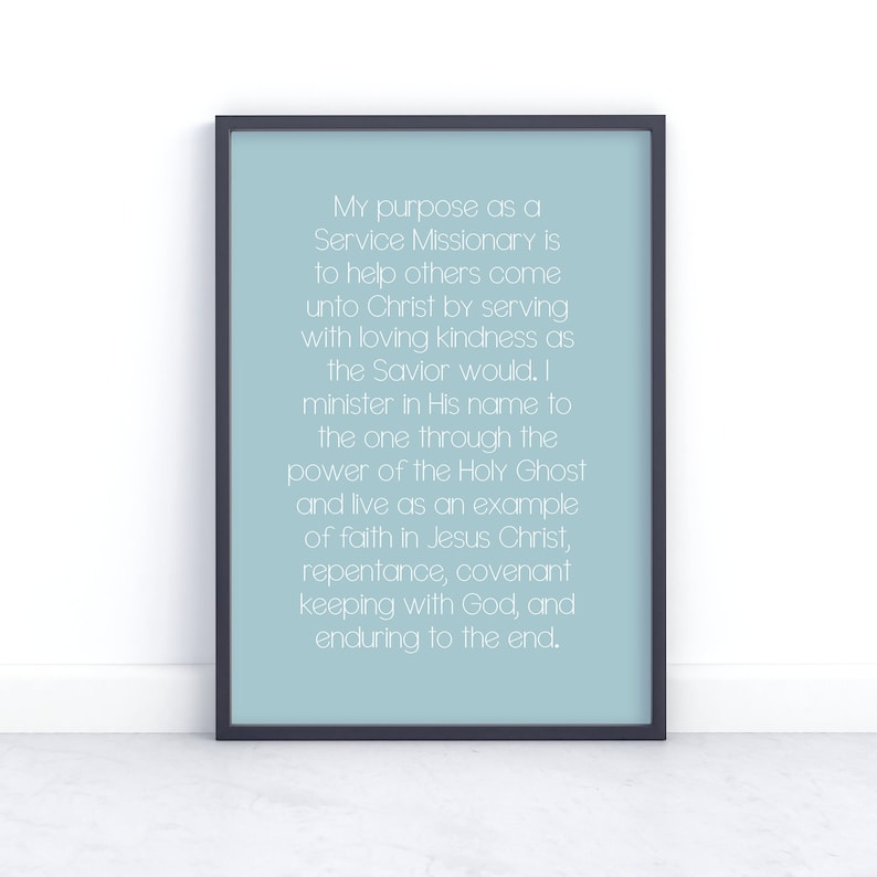 LDS Service Missionary Purpose Wall Art Digital Download Latter-day ...