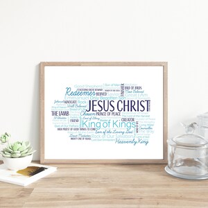 Names of Jesus Christ Word Cloud Shades of Blue | Christian Digital ...