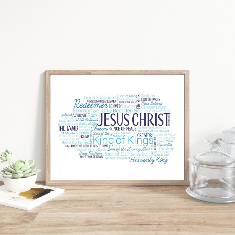 Names of Jesus Christ Word Cloud Shades of Blue | Christian Digital ...