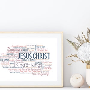 Names of Jesus Word Cloud Boho Christian Digital Wall Art Instant ...