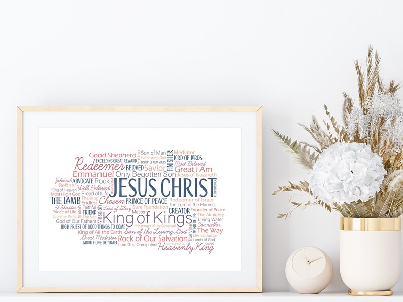 Names of Jesus Word Cloud Boho Christian Digital Wall Art Instant ...