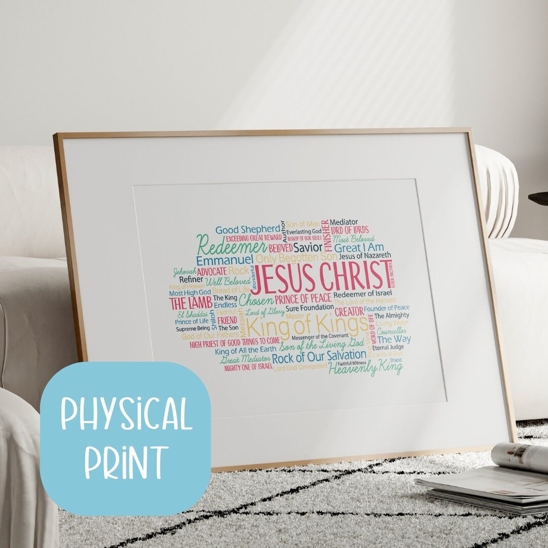 Names of Jesus Christ Word Cloud Physical Print | Religious Wall Art ...
