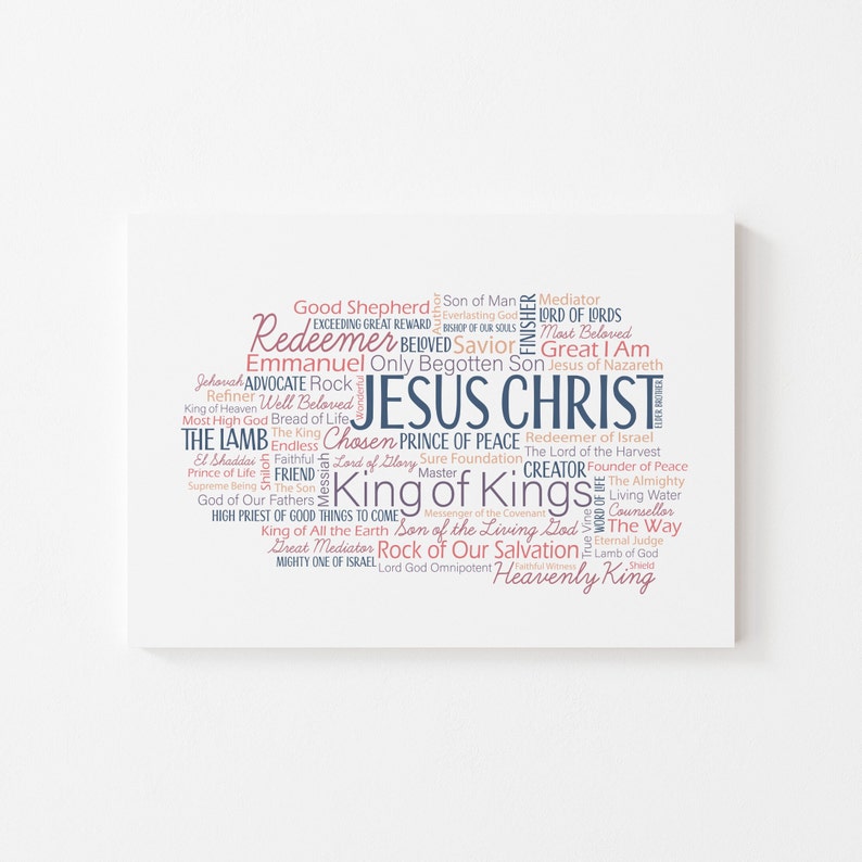 Names of Jesus Word Cloud Boho Christian Digital Wall Art Instant ...