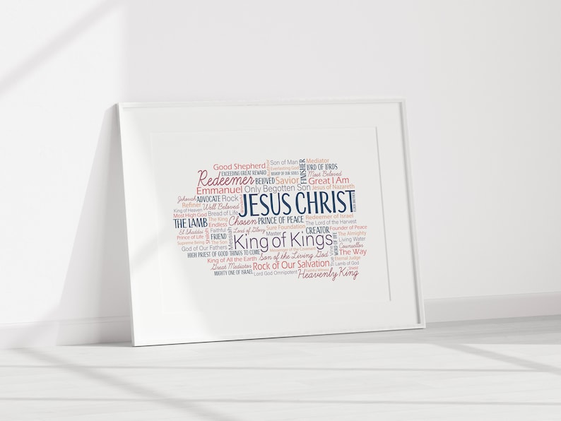 Physical Print Names of Jesus Christ Boho Word Cloud | Religious Wall ...