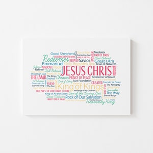Names of Jesus Christ Word Cloud Cheerful Christian Digital Wall Art ...