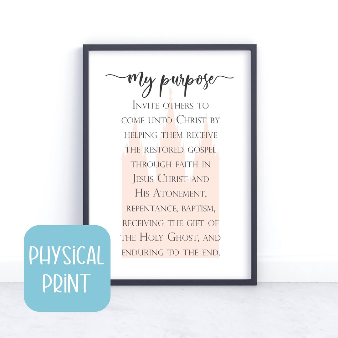 LDS Missionary Purpose Matte Poster | Minimalist Pink Temple Home MTC ...