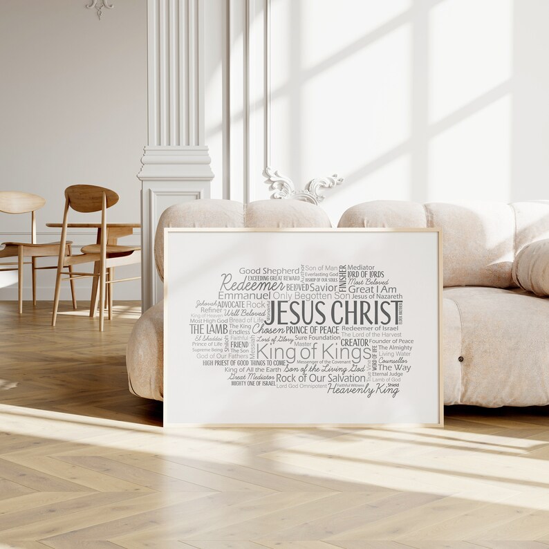 Names of Jesus Christ Word Cloud Physical Print Religious Wall Art ...