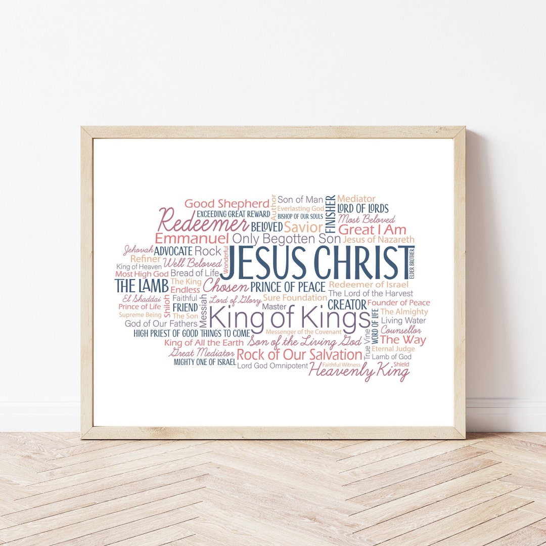 Names of Jesus Word Cloud Boho Christian Digital Wall Art Instant ...