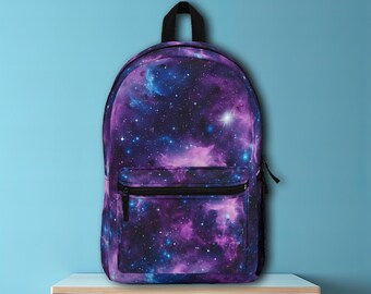 Dark Purple Space Backpack - School Backpack, Blank Name Tag Sewn ...