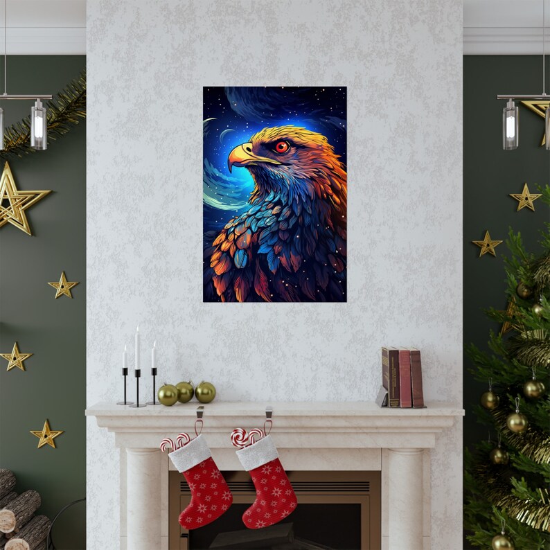 Space Hawk Poster - Vertical Matte Finish Paper Falcon Eagle Hawk Bird ...