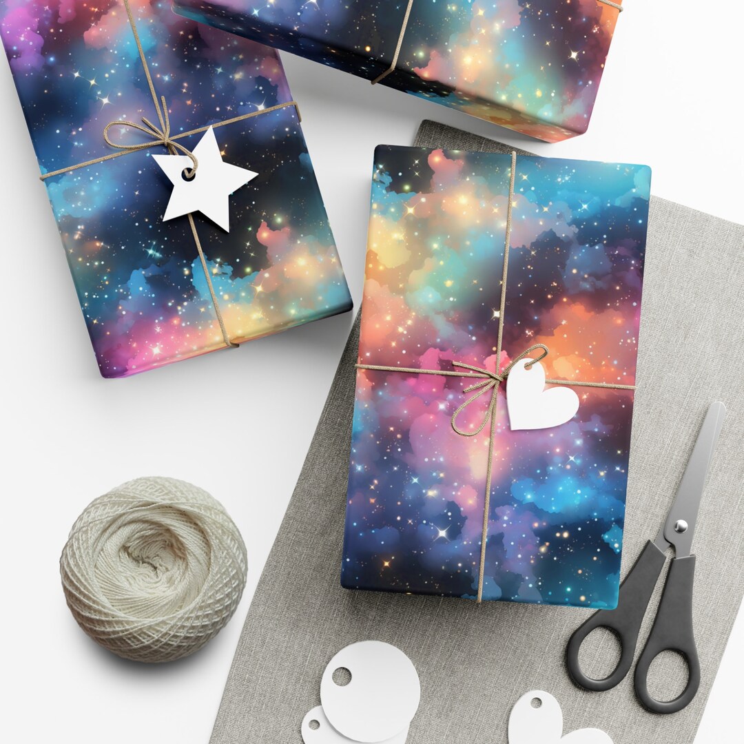 Ethereal Stars Gift Wrap - Cosmic Space Galaxy Wrapping Paper for ...