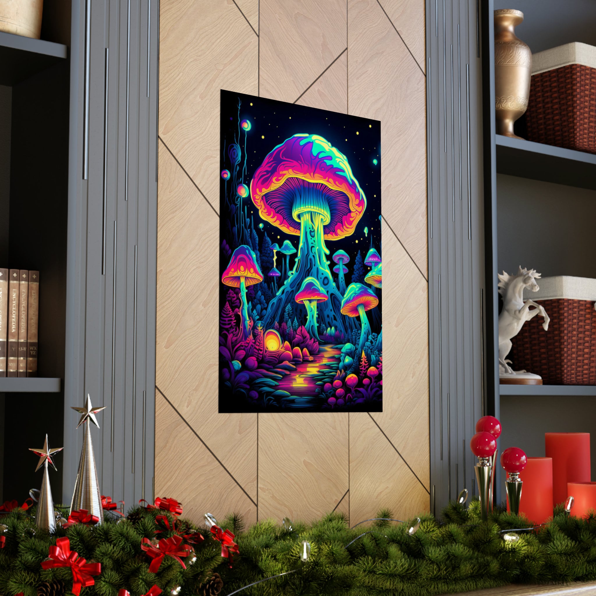 Trippy Mushroom Forest Poster - Vertical Matte Finish Paper - Classic ...
