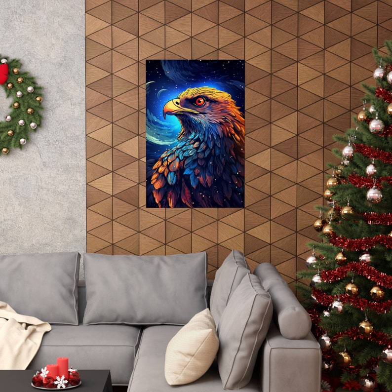 Space Hawk Poster - Vertical Matte Finish Paper Falcon Eagle Hawk Bird ...