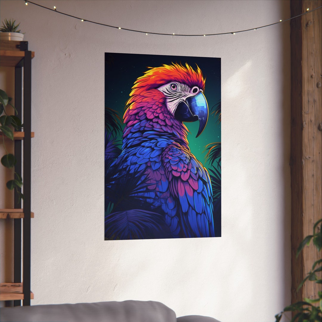 Iridescent Macaw Poster - Vertical Matte Finish Paper Tropical Bird ...