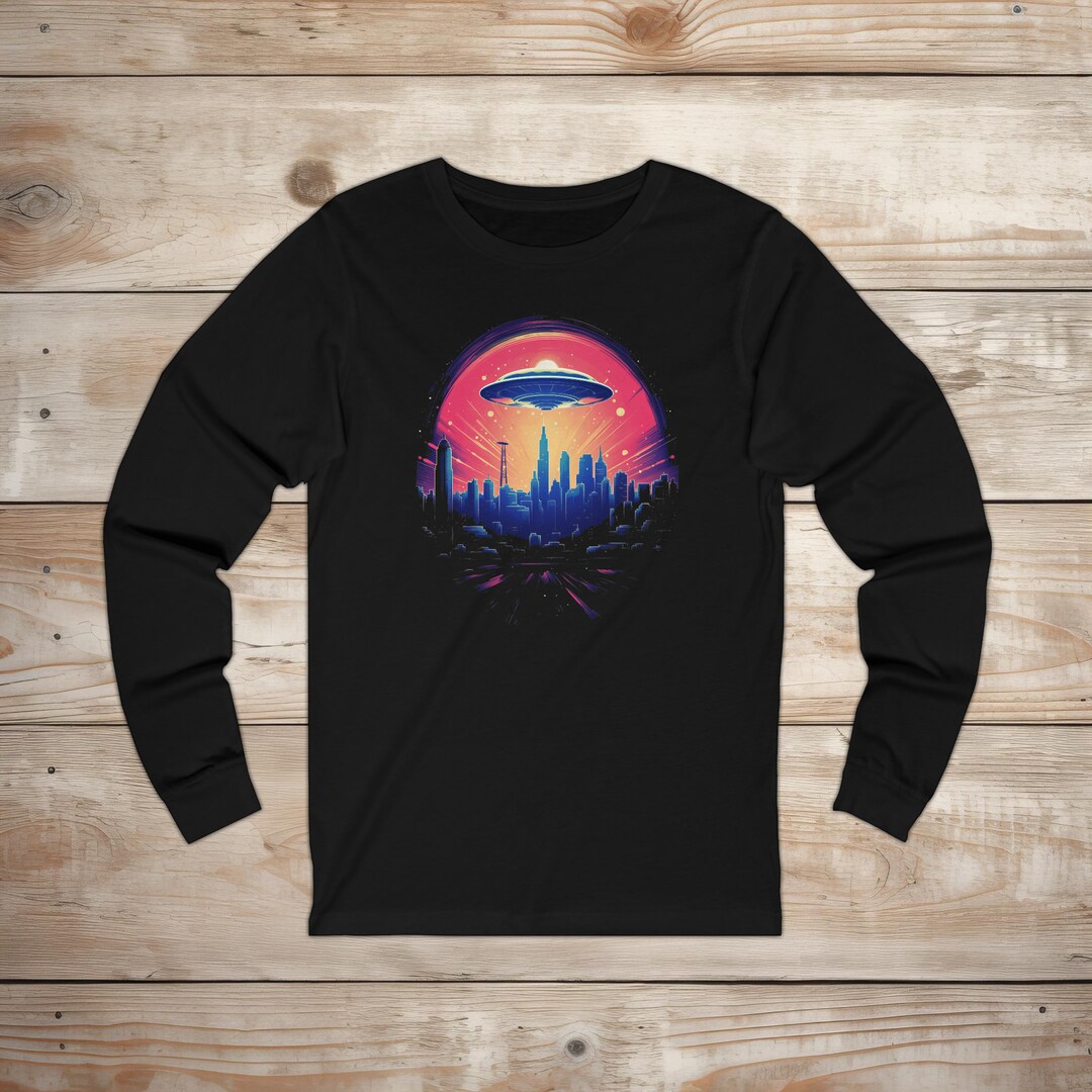 UFO Descent Unisex Jersey Long Sleeve Tee - Space Alien UFO EDM Concert ...