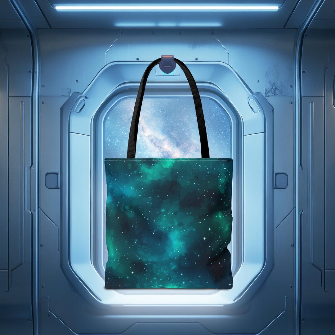 Cyan Starscape - Starry Tote Bag, Galaxy Shopping Bag, Blue Nebula ...