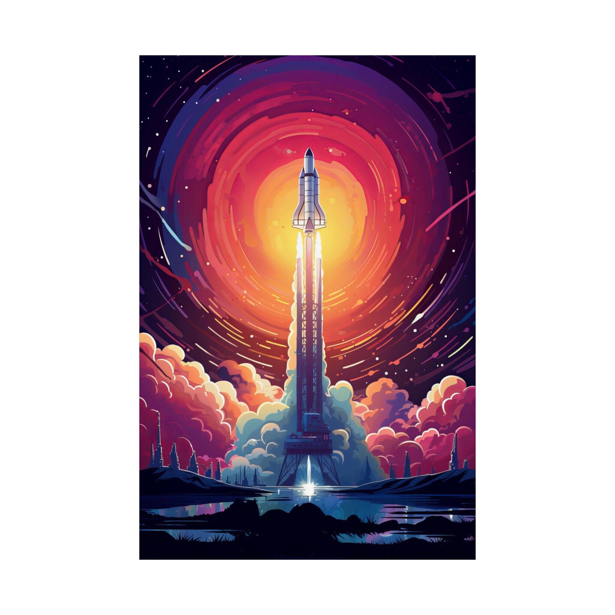 Lift off Poster - Vertical Matte Finish Paper Space Shuttle Rocketship ...