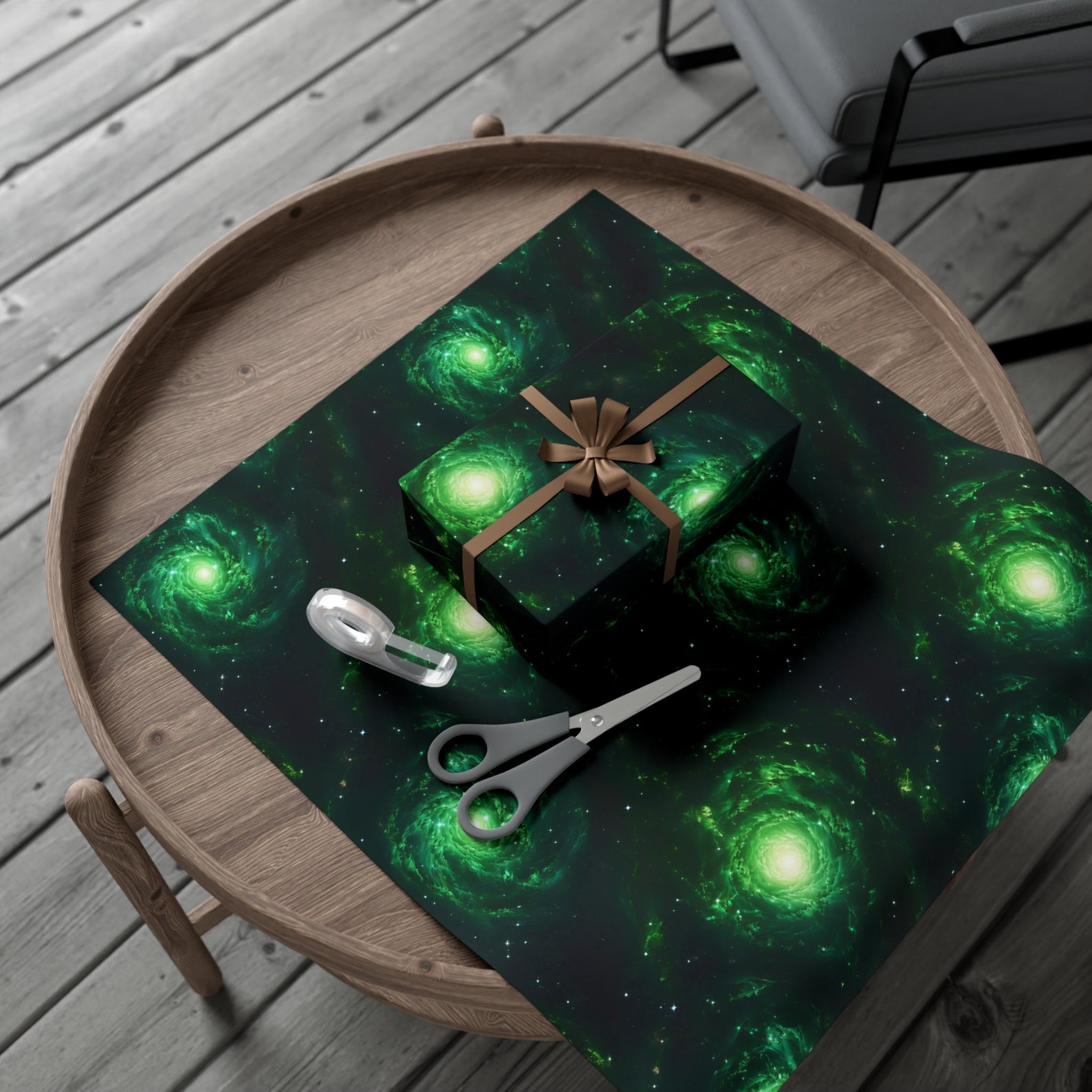 Green Galaxies Gift Wrap - Cosmic Space Galaxy Wrapping Paper for ...
