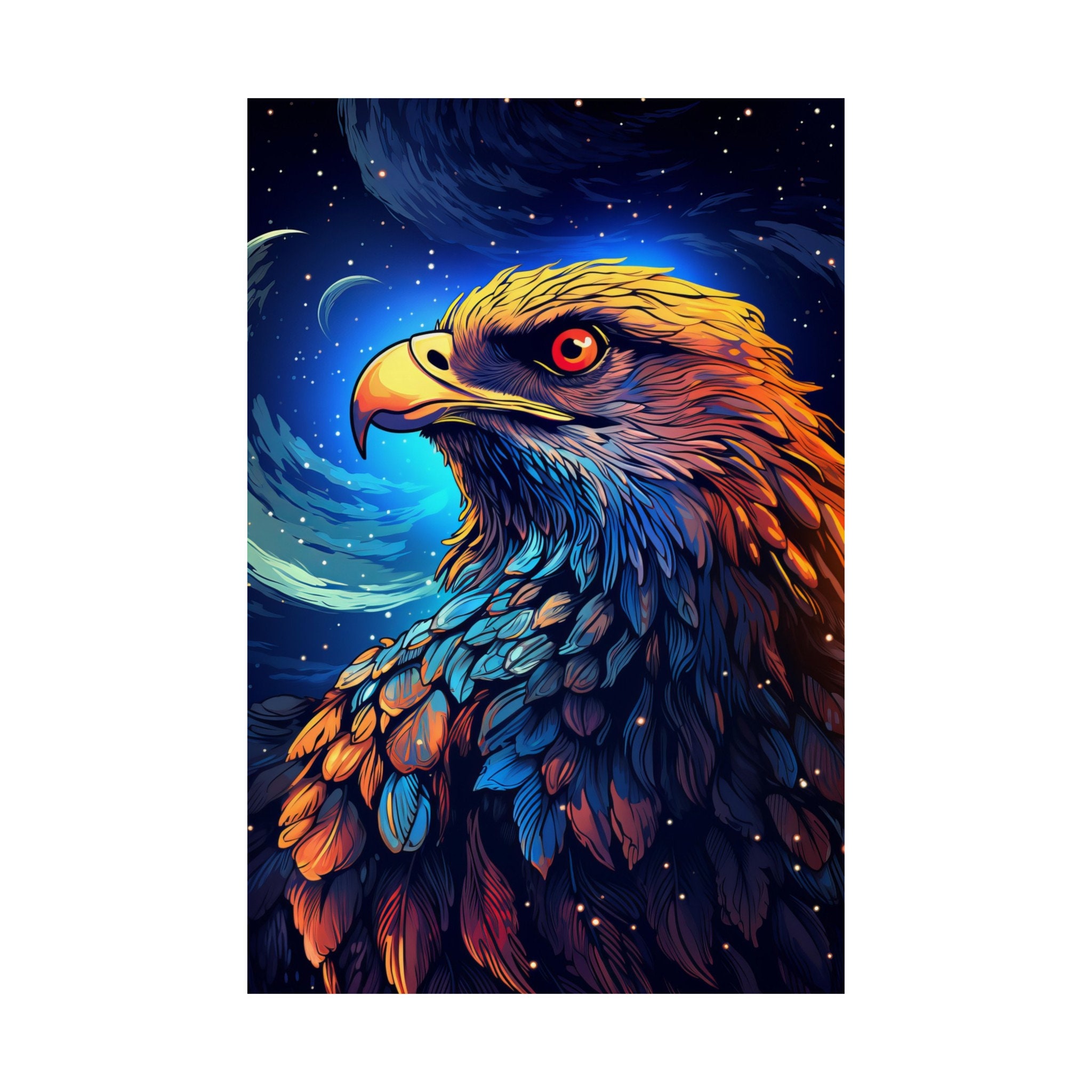 Space Hawk Poster - Vertical Matte Finish Paper Falcon Eagle Hawk Bird ...