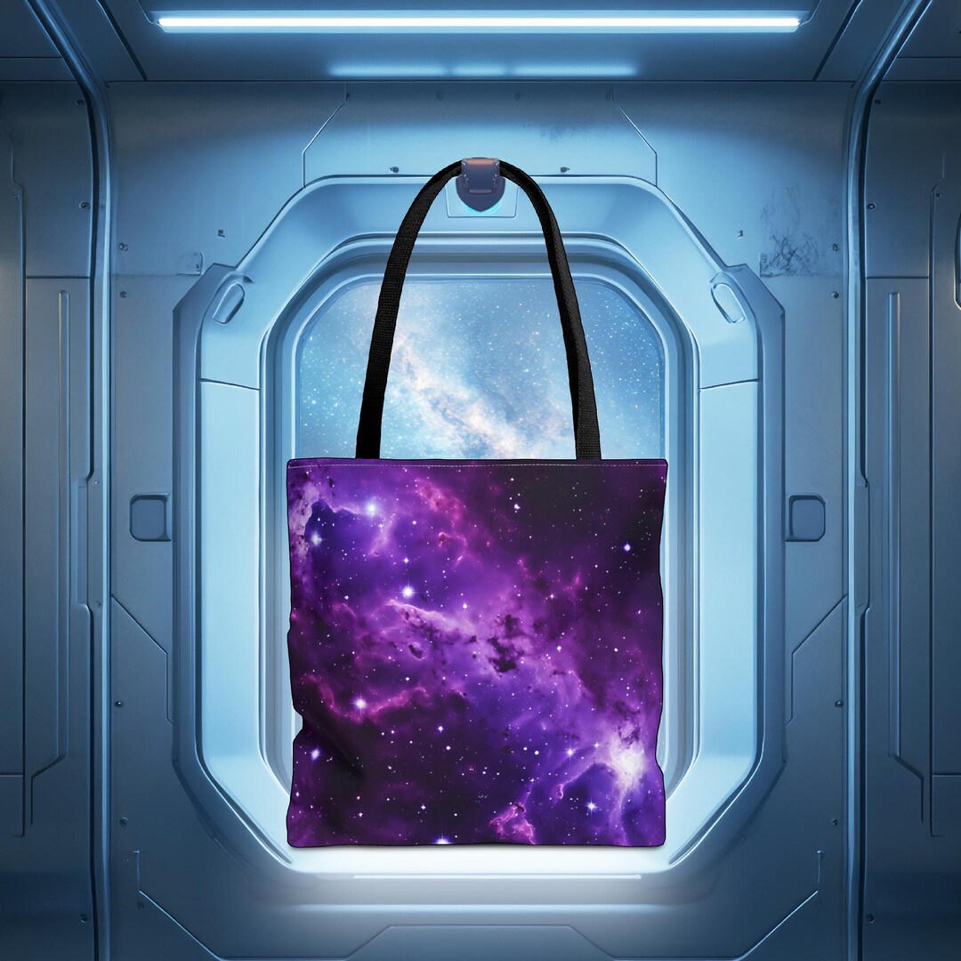 Vivid Purple Space Tote Bag - Space Galaxy Carryall, Starry Night Bag ...