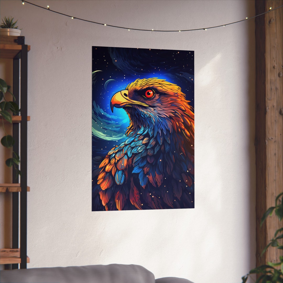 Space Hawk Poster - Vertical Matte Finish Paper Falcon Eagle Hawk Bird ...