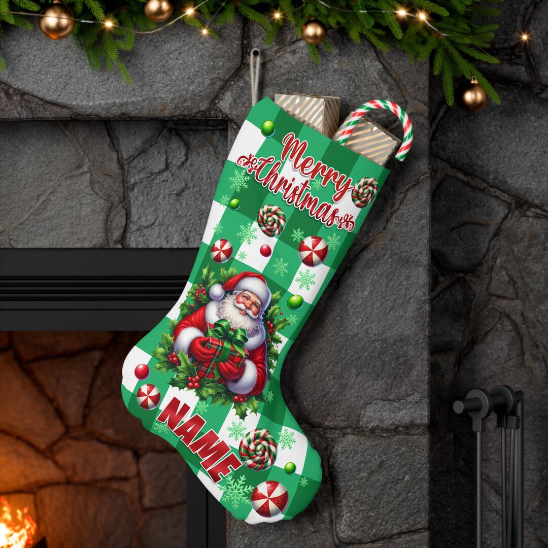 Personalized With Name Holiday Christmas Stocking for Stuffing Gifts ...
