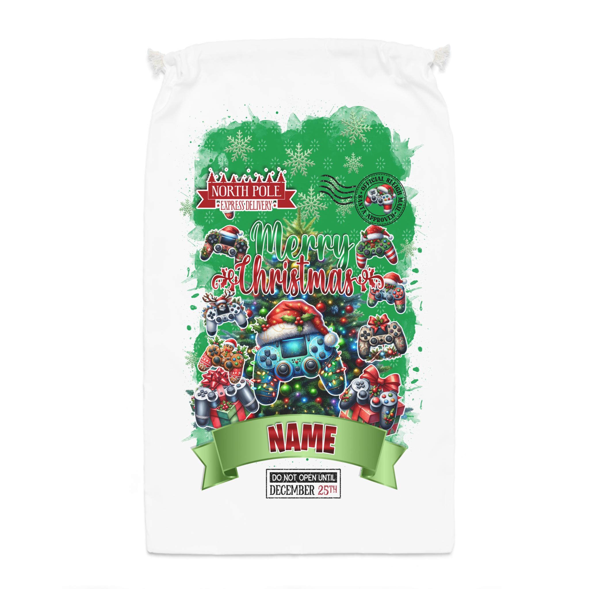 Game Controllers Personalized Name Christmas Santa Sack for Memorable ...