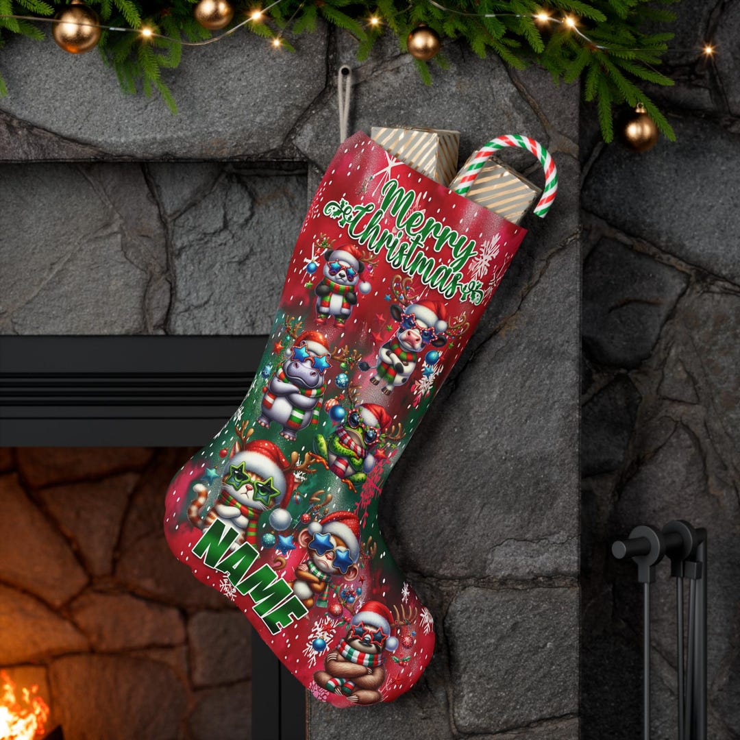 Personalized With Name Holiday Christmas Stocking for Stuffing Gifts ...