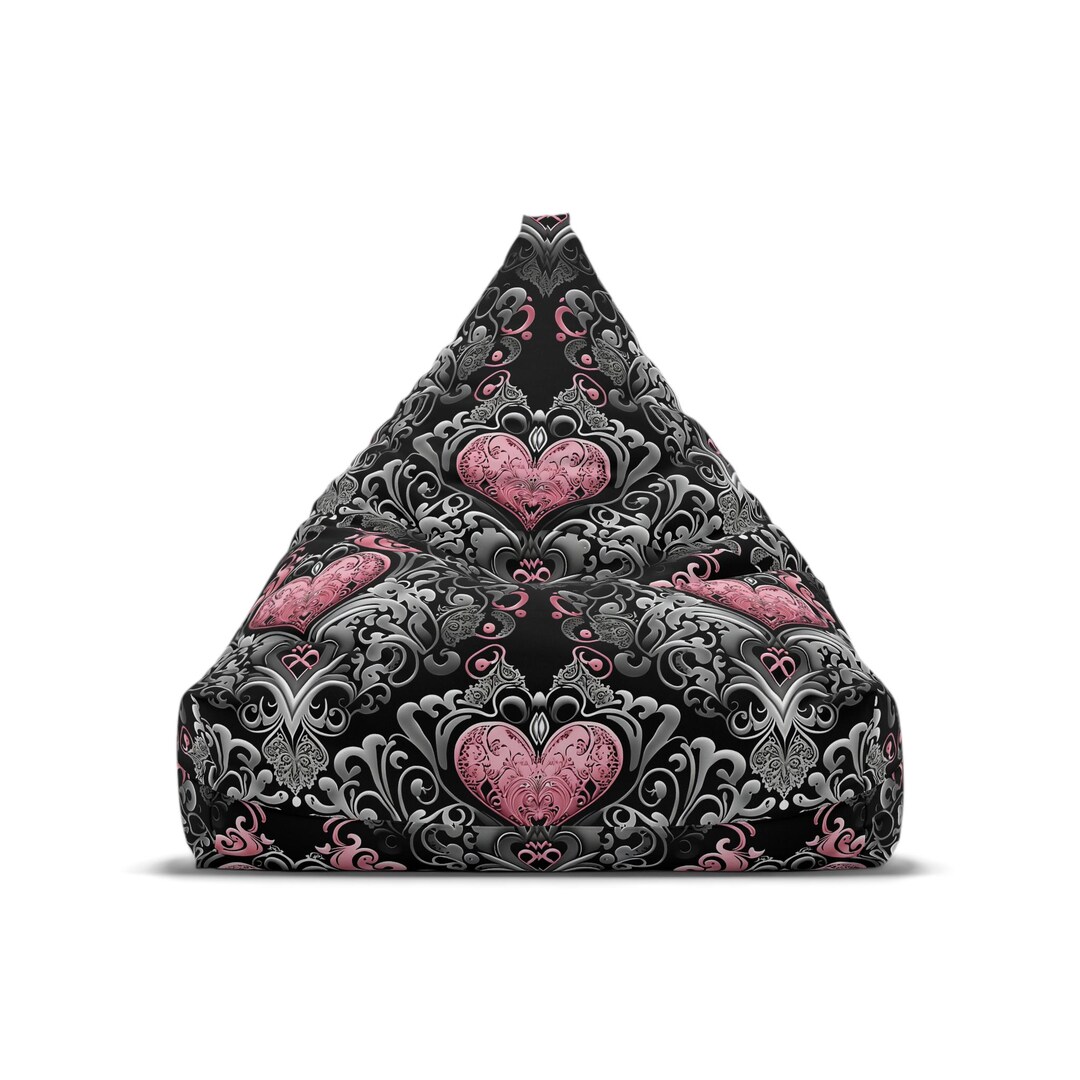 Gothic Hearts Bean Bag Chair Cover for Home and Bedroom Decor Seating ...