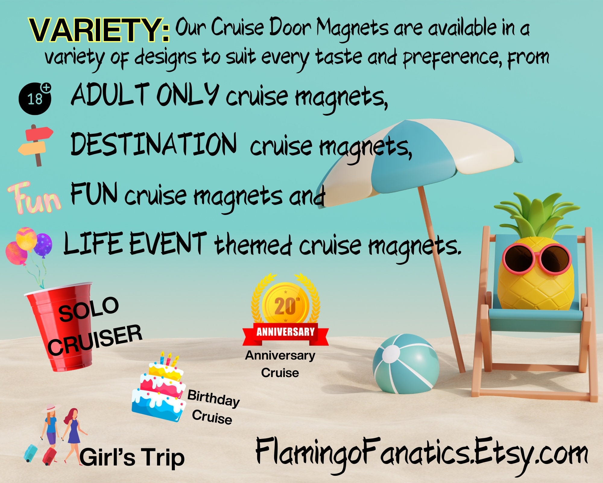 Upside Down Pineapple Cruise Magnet: Adult Gag Gift - Etsy