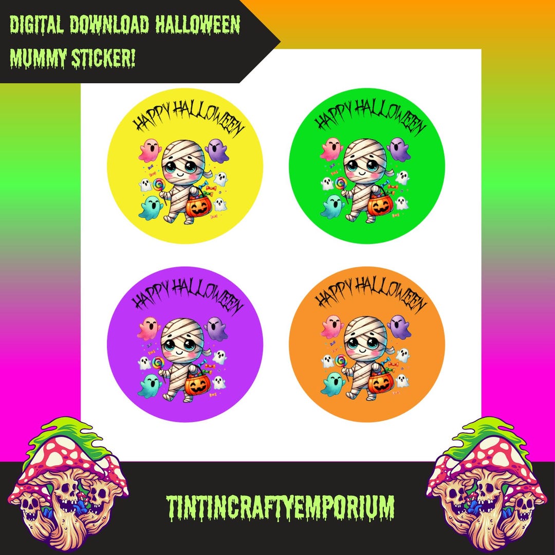 Digital Download Halloween Mummy Sticker "read Description" - Etsy