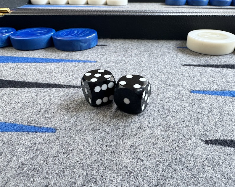 Backgammon Precision Dice - 16mm, 5/8 Inch, White and Black Opaque, 2 ...